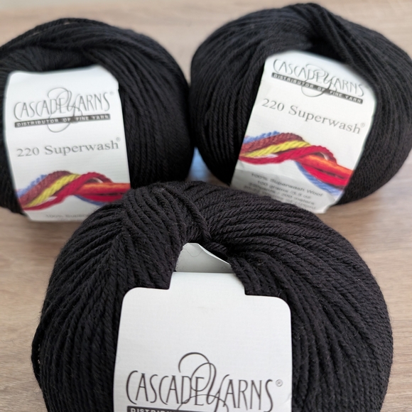 Cascade Yarns | Office | 3 Skeins Cascade 22 Superwash 00 Wool Black ...